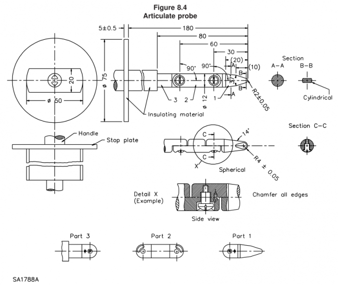 IEC61032 IP Testing Equipment Jointed Test Finger For Safety Test IP2 ...