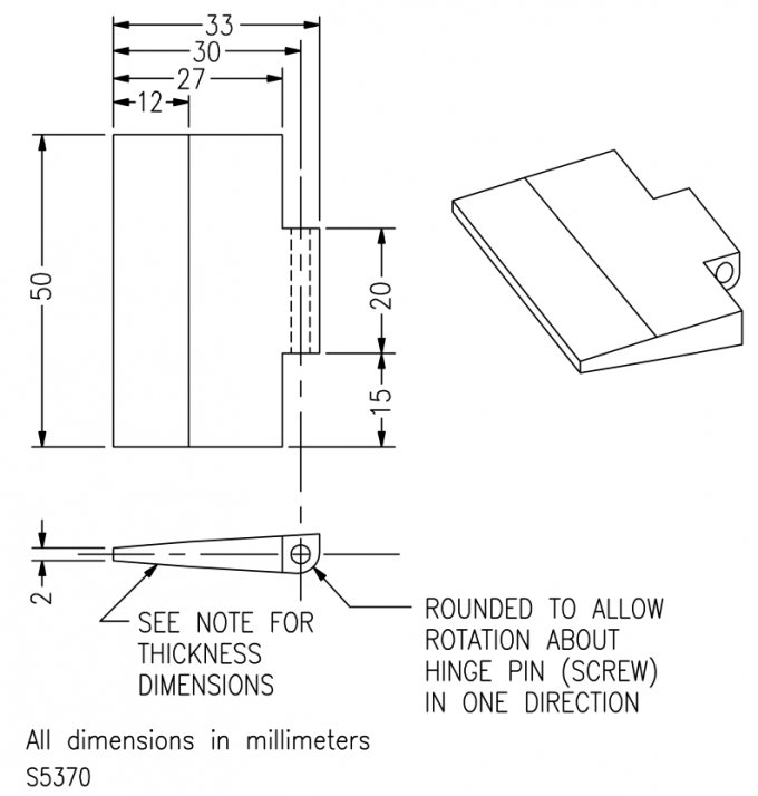 UL60950-1 Figure NAF2-3 Accessibility Wedge Probe Tip Thickness 2mm