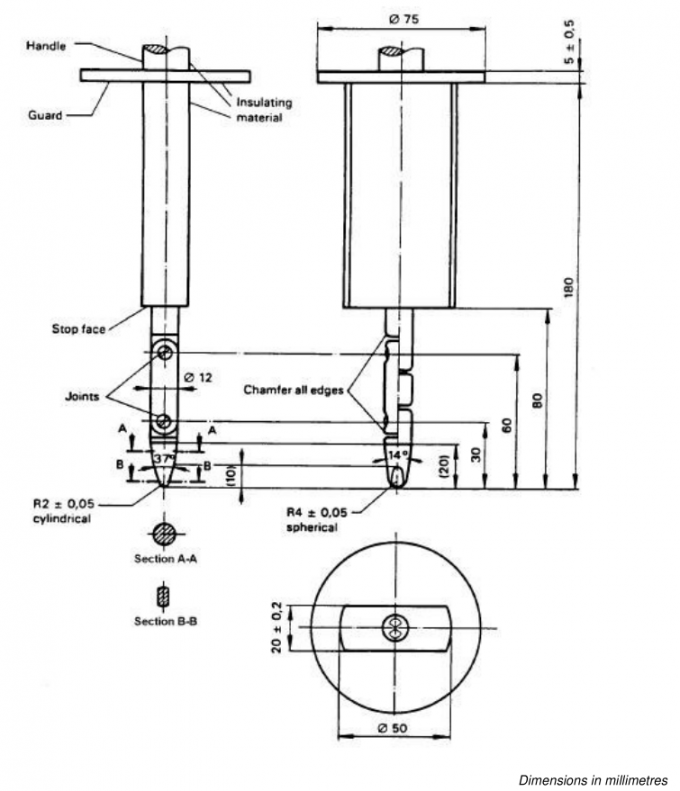 IEC 60335-1 Home Appliance Testing Equipment Test Probe B Of IEC 61032
