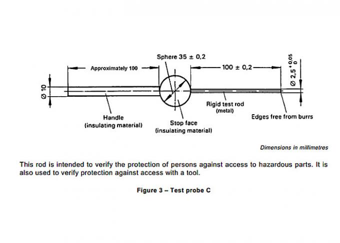 IEC 60529 IP Testing Equipment Test Probe C For IP3 And Protection ...